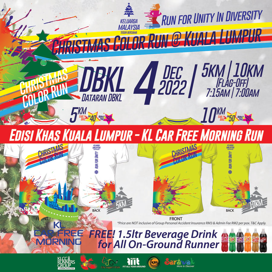 Edisi Khas Kuala Lumpur Christmas Color Run 2022 Run For Unity